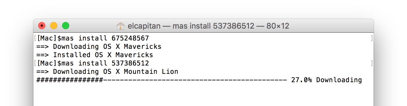 OS X 10.7 Lion ~ OS X 10.11 El Capitanまでのインストーラーを「mas-cli」コマンドを利用してダウンロードする方法。 | AAPL Ch.