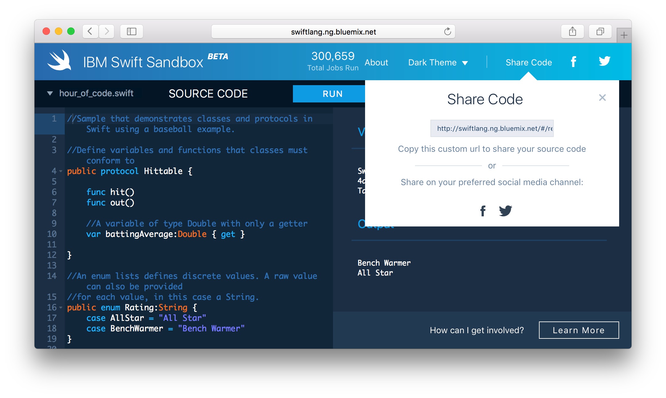 IBM、SwiftをWeb上で実行できるテスト環境「IBM Swift Sandbox」をアップデート。TwitterやFacebookなどでコードの共有が可能に。 | AAPL Ch.