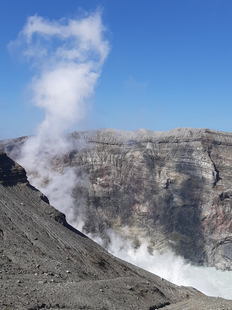 Restored Aso Shrine and Mt. Aso Nakadake Crater : Glimpses of Japan ...