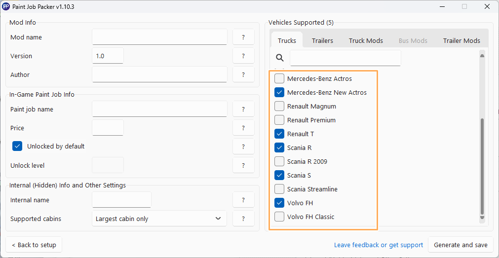 【自作Paint Job No.12】忘れた「Paint Job Packer」の設定項目の確認【ETS2日記 No.46】 : はまかぜの旅団