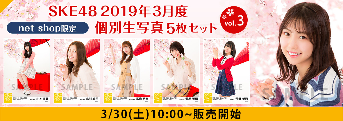 SKE48まとめろぐっ！ : SKE48 2019年3月度 net shop限定個別生写真5枚セットvol.3 3月30日販売開始！