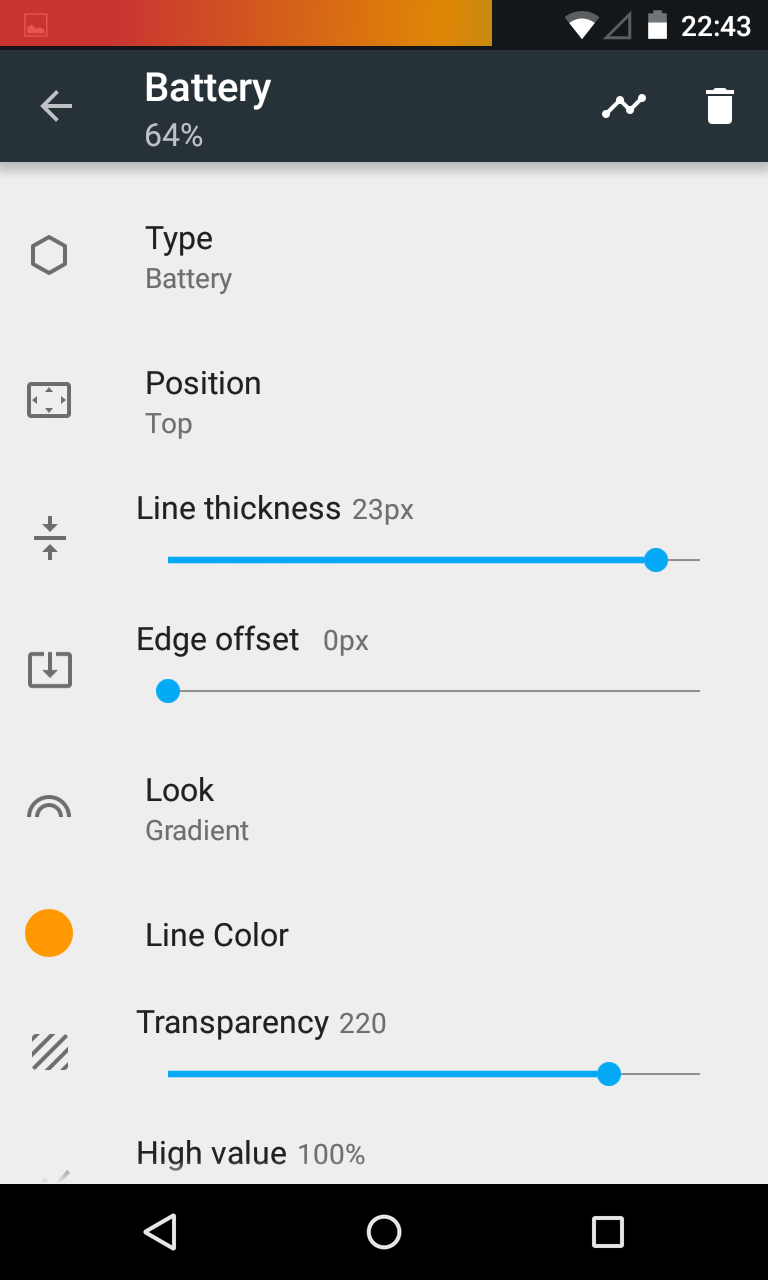 Android★SQUARE: PowerLine ～ バッテリー残量やWiFi電波状況などを常時バーグラフ表示