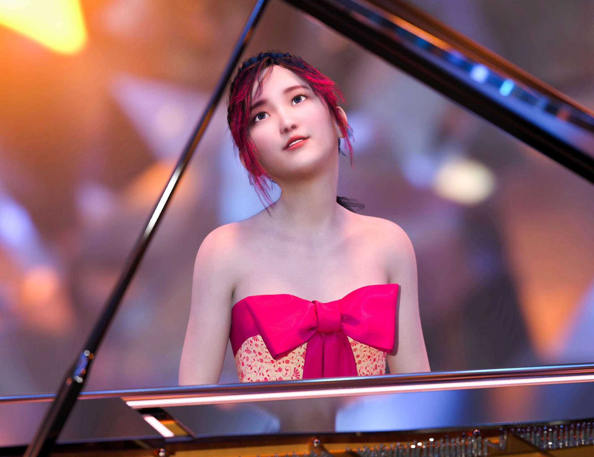 ＜CG＞「ピアノを演奏する宇佐美ちゃん」 ～ベートーヴェン・ピアノソナタ「月光」～ : Ark Pilot