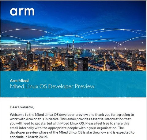 Mbed Linux OS Developer Previewのウェルカムメール : 0を1にする！ 検査機メーカーになった町工場のブログ