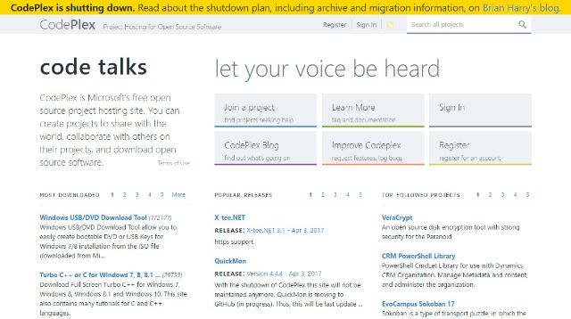 Microsoft、オープンソース開発者向けのコミュニティサイト CodePlexを12月15日に終了すると発表 : 0を1にする！ 検査機 ...