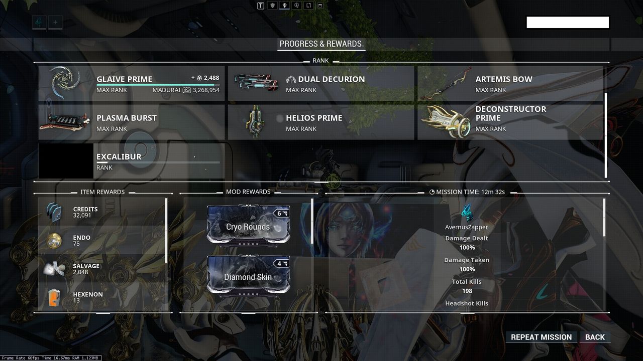 Mission report screen bug - UI - Warframe Forums