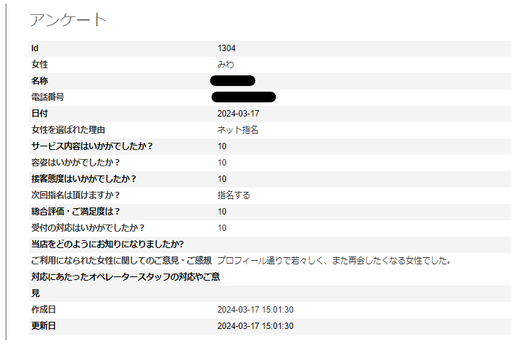 みわさん お客様からのアンケート : 完熟ばなな川崎店・お客様からのアンケート