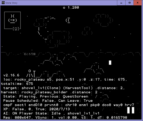 【Stone Story RPG】 [TAB]キーを押しっぱなしにすると、英語名や現在のゲーム状態などが表示される。Stonescript書く ...
