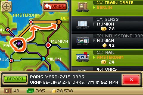 【Pocket Trains】 【基本的な遊び方】 自分の電車の行ける範囲であれば、複数の目的地の荷物を同時に載せても「それぞれの駅で手動で ...