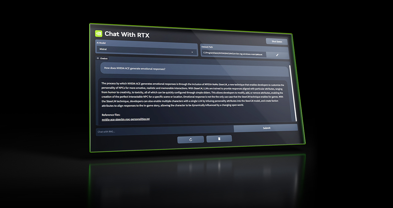 NVIDIAの "Chat With RTX "は、TensorRT-LLMを搭載したWindows PC用のローカライズされたAIチャットボットであり、すべてのRTX 30および40 GPU ...