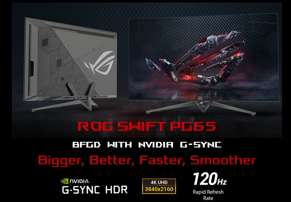 4K/HDR/120Hz/G-SYNC/65インチゲーミングモニター「ASUS ROG Swift PG65」の製品ページが登場 : PCパーツまとめ