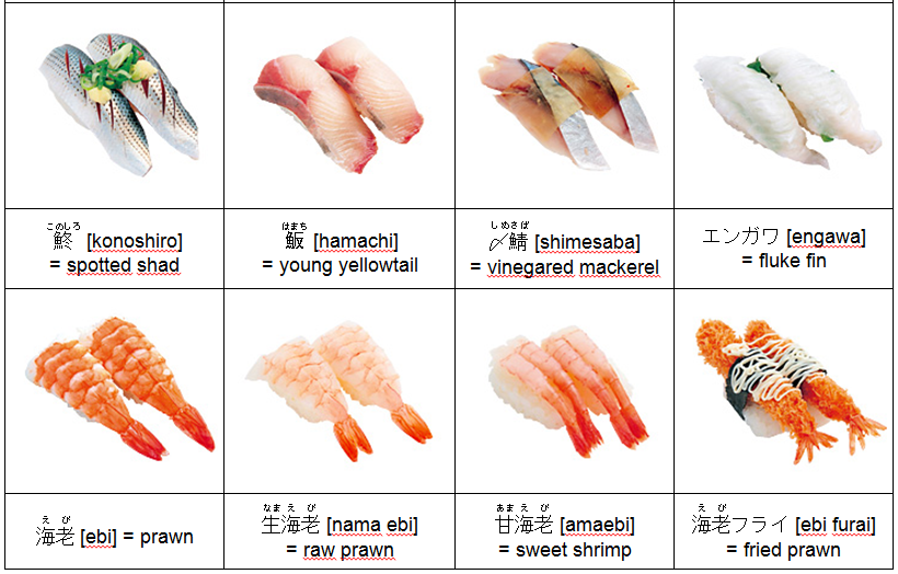 Common sushi menu in Japan : Japanese Language and Culture