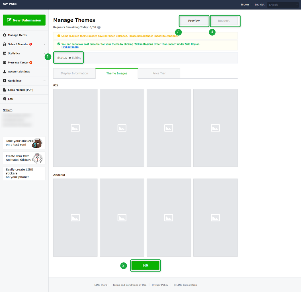 Submitting new themes : LINE Creators Market Manual