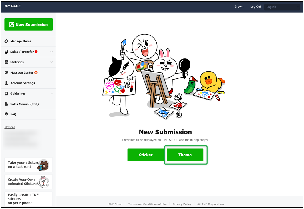 Submitting new themes : LINE Creators Market Manual