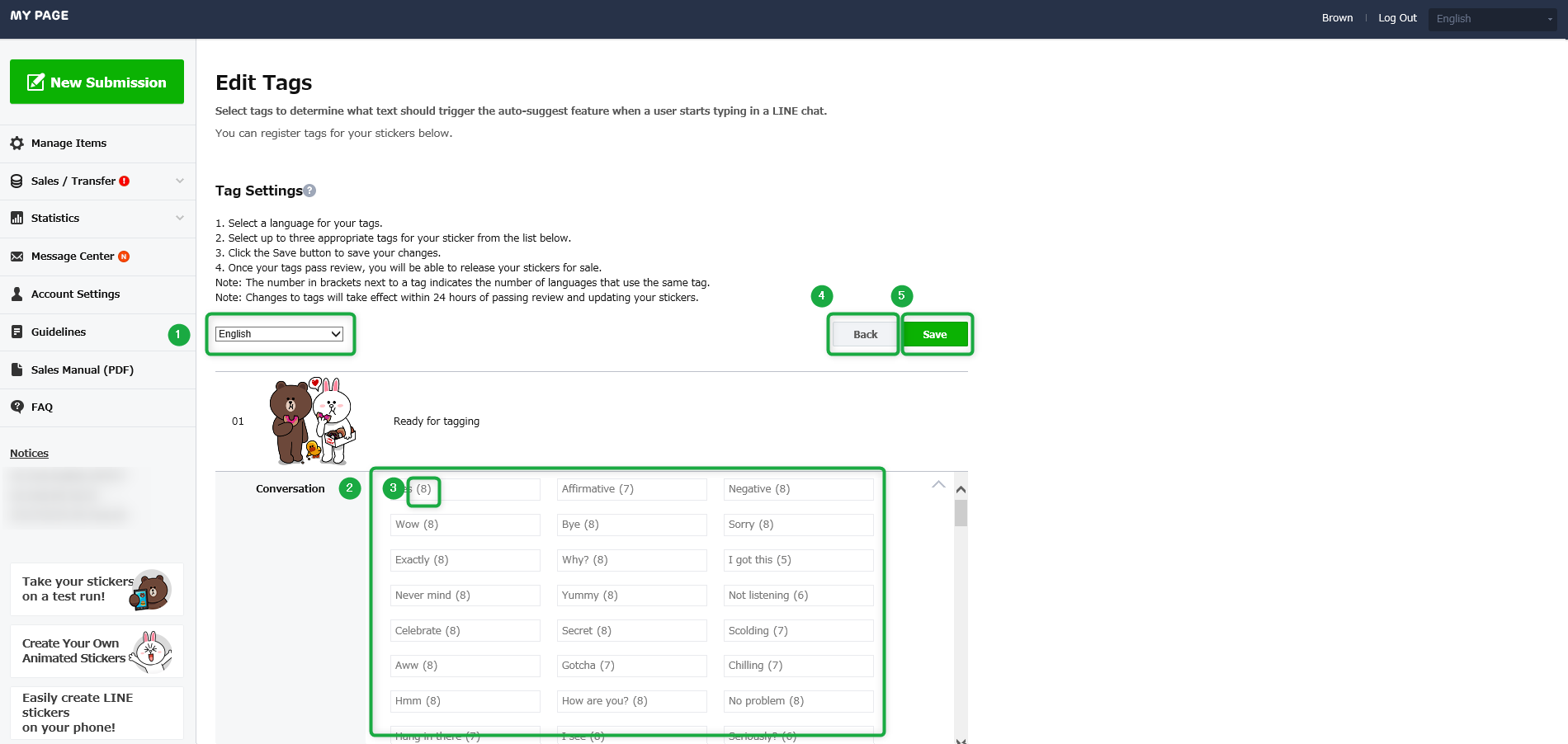 Submitting new stickers : LINE Creators Market Manual