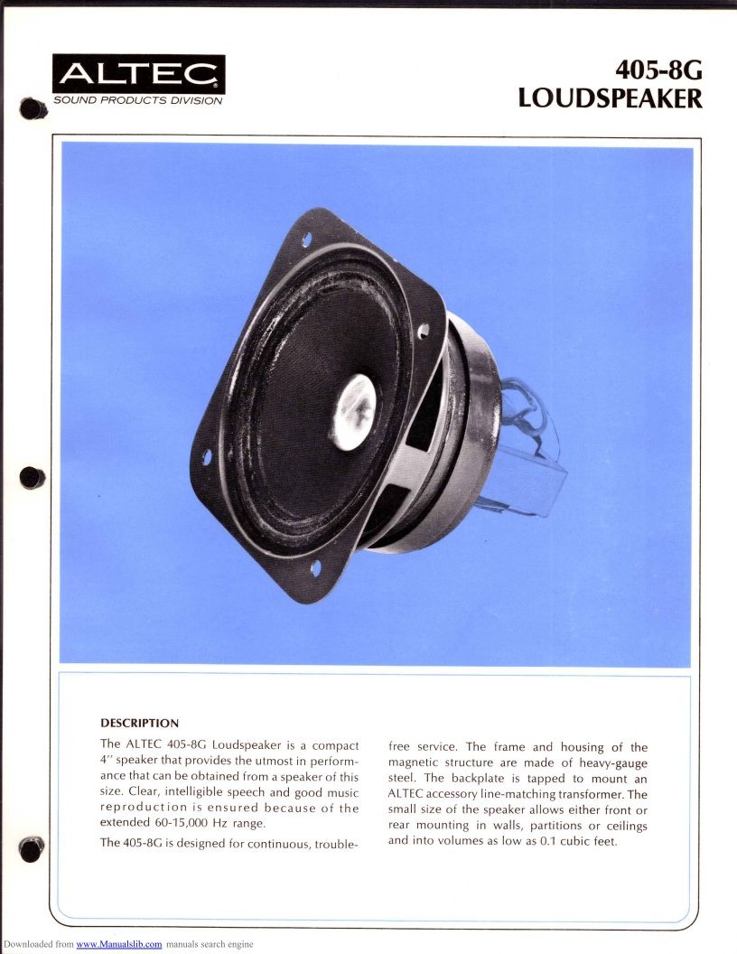 ALTEC LANSING ゆかりの 4インチ : Night Has a Thousand Eyes ALTEC LANSING ゆかりの 4インチ : Night Has a Thousand Eyes
