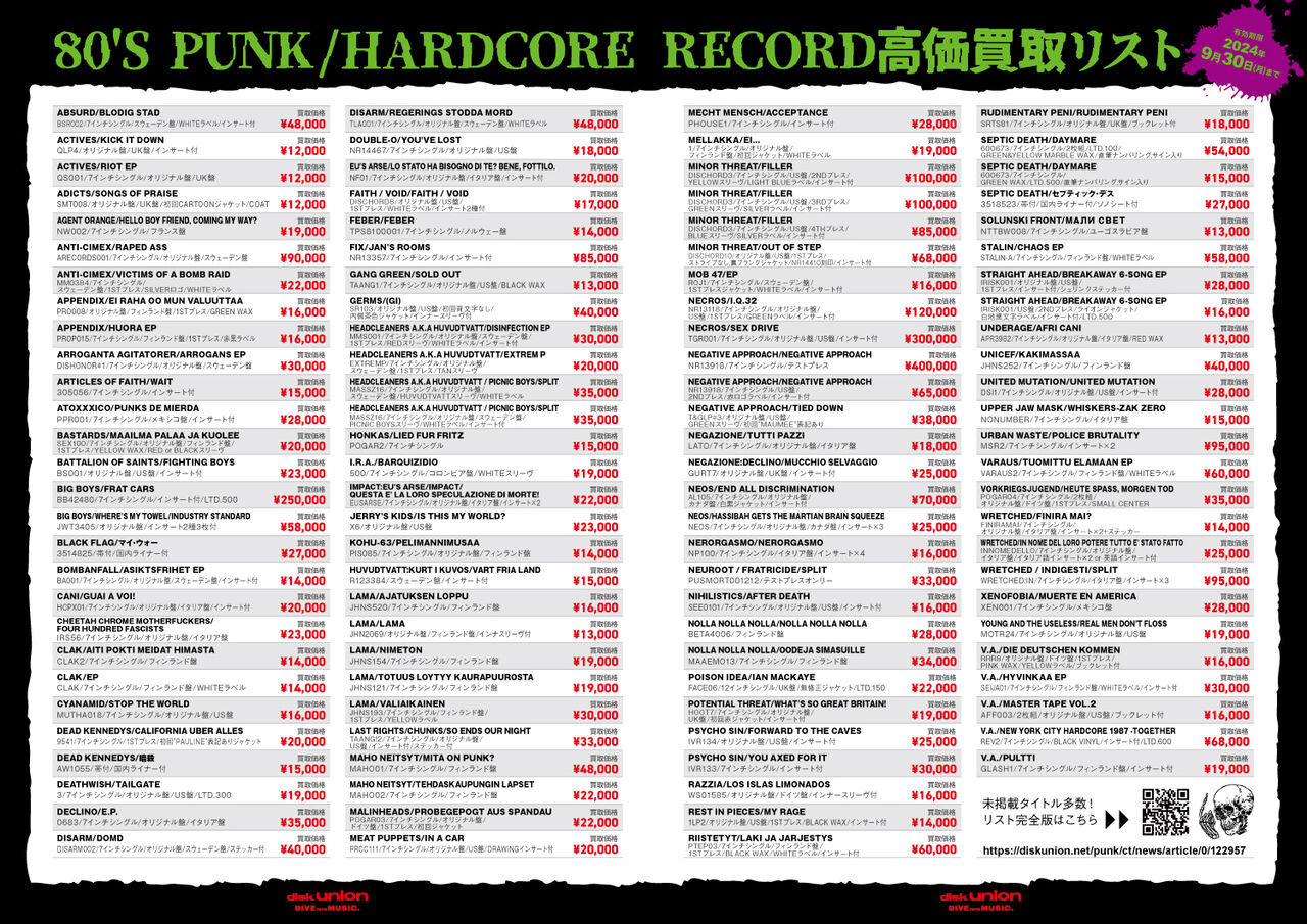 PUNK/HARDCORE : ディスクユニオン名古屋店
