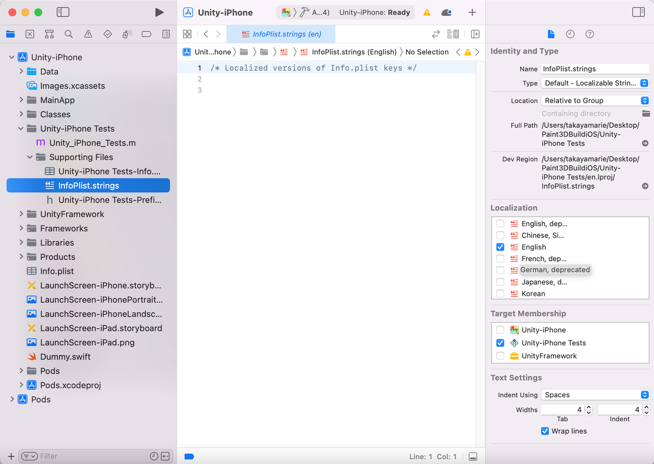 【Xcode】Unityで作成したプロジェクトのローカライズ対応 : アプリ開発エリの備忘録