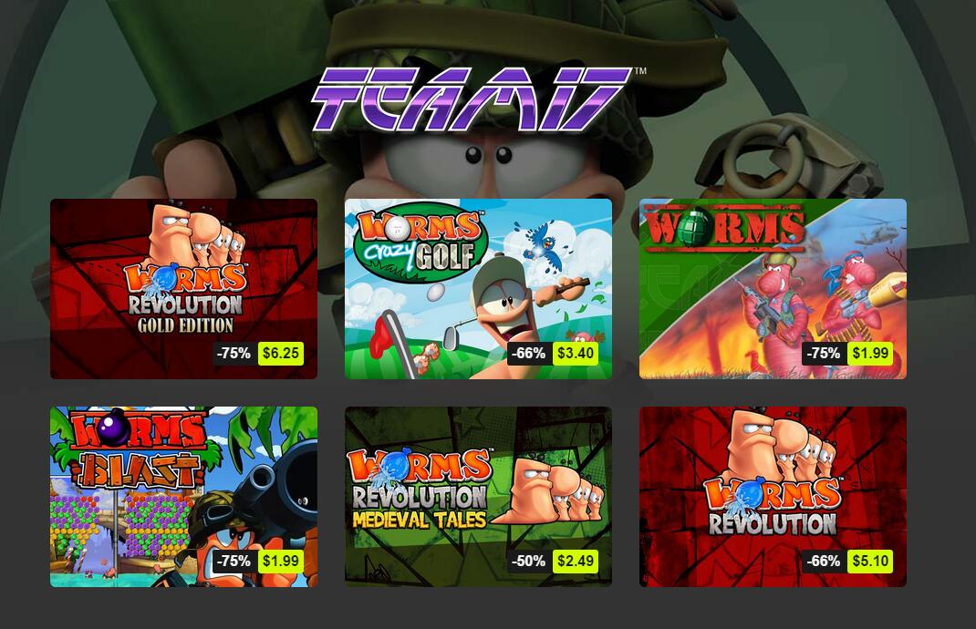 PC Gamer リスト更新中 : Bundle StarsにてWormsシリーズ等のteam17セール
