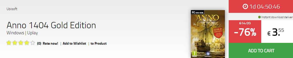 PC Gamer リスト更新中 : GamesrocketでAnno 1404 Goldが3.55EURなどUBIセール～セインツや ...