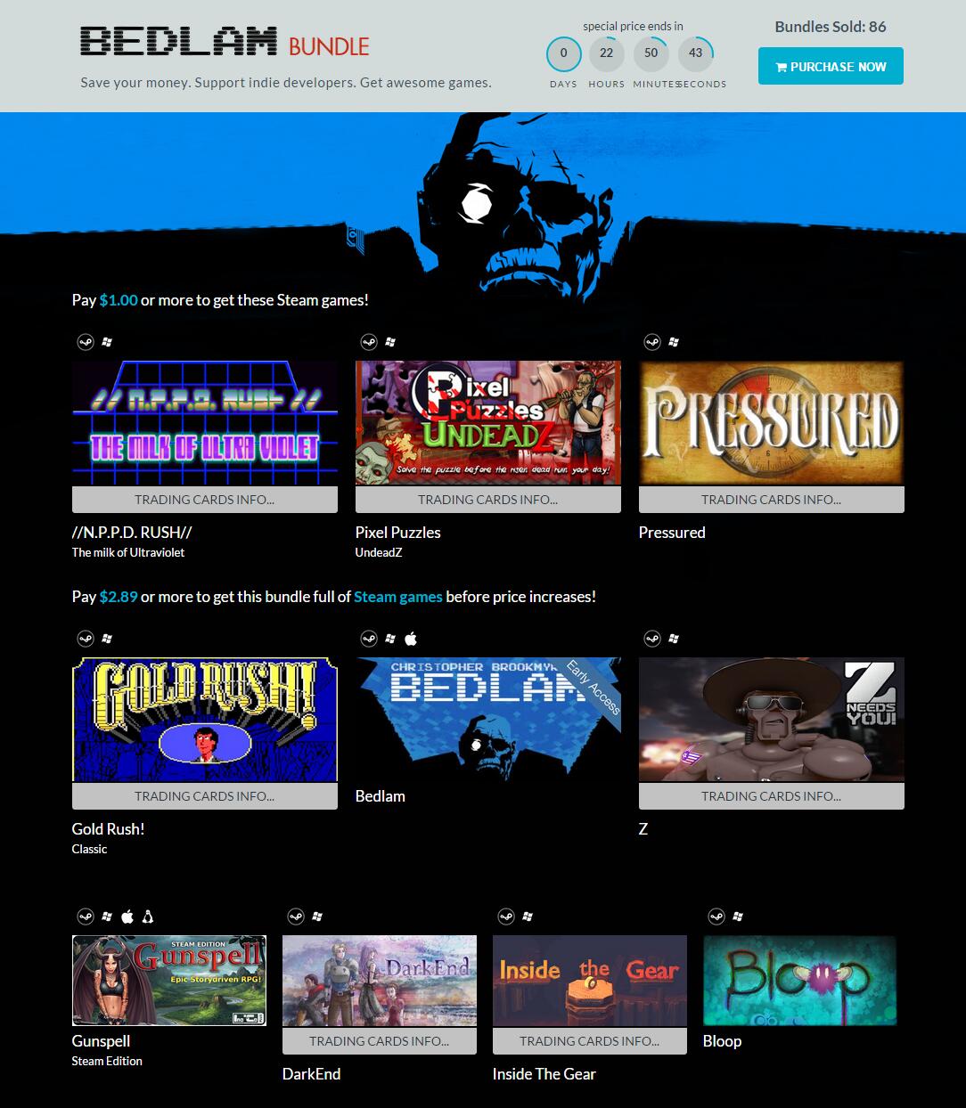 PC Gamer リスト更新中 : IndiegalaでBedlam Bundle～$2.9で10本