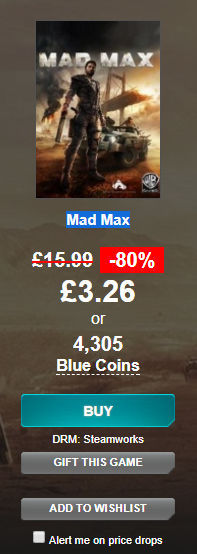 PC Gamer リスト更新中 : GamersGateでMad Maxが500円ほどに