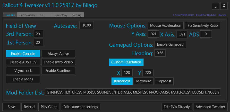 Fallout 4 Configuration Tool : Fallout 4 MOD紹介ギャラリー フォールアウト4 (FO4)