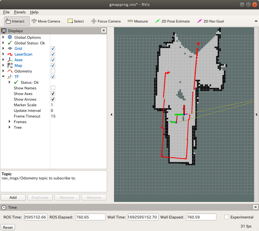 20230818．「slam_gmapping」のインストールと地図（Map）の作成 : ラジコンをラズパイでROS制御