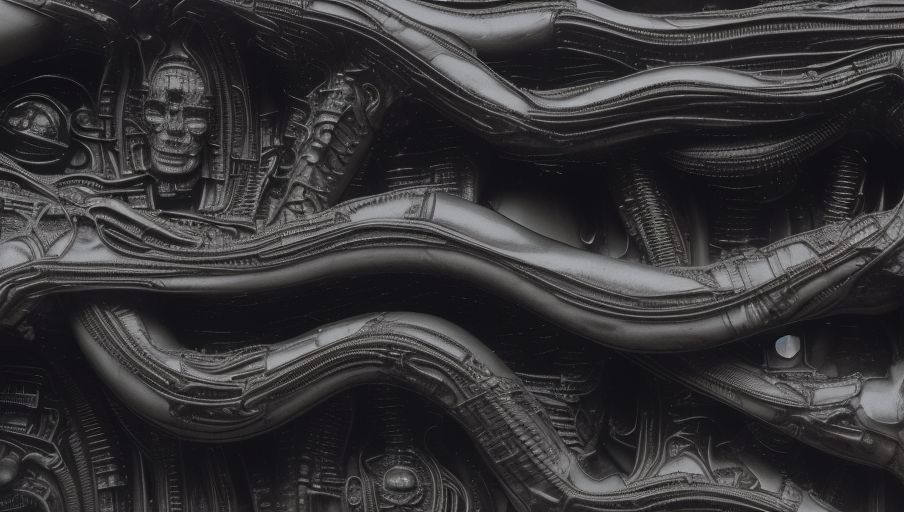 Giger-like decorative pattern 01 : GC's AIArts ビジュアルアーカイブ「GENKAICAT-AIA」