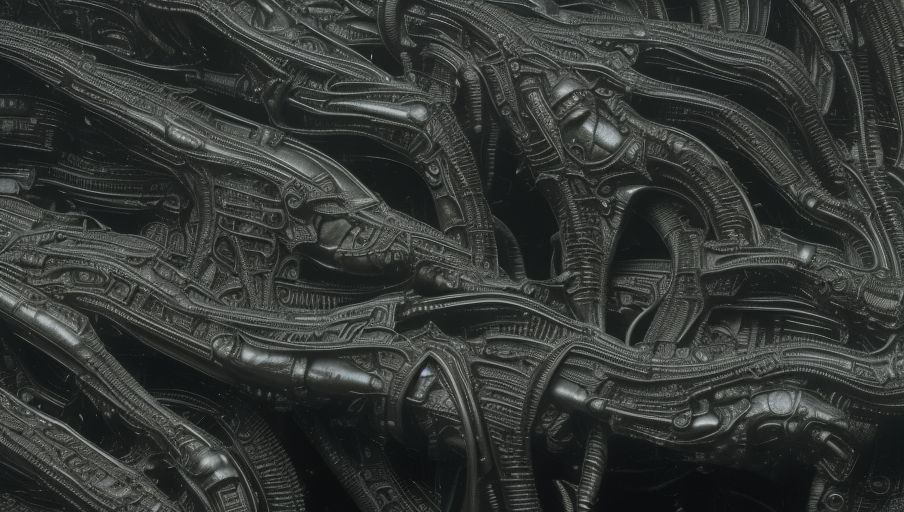 Giger-like decorative pattern 01 : GC's AIArts ビジュアルアーカイブ「GENKAICAT-AIA」
