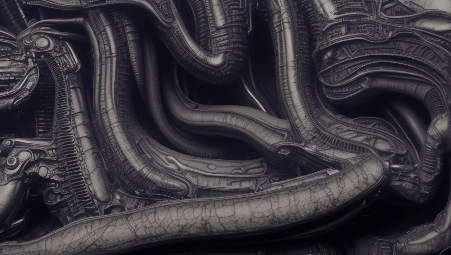 Giger-like decorative pattern 01 : GC's AIArts ビジュアルアーカイブ「GENKAICAT-AIA」