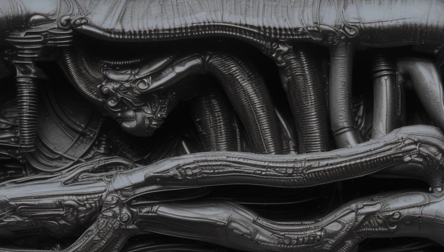 Giger-like decorative pattern 01 : GC's AIArts ビジュアルアーカイブ「GENKAICAT-AIA」