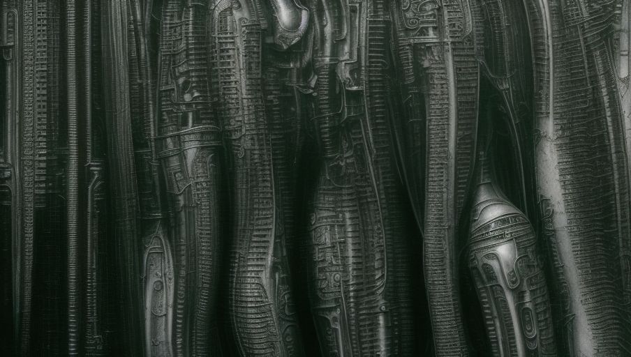 Giger-like decorative pattern 01 : GC's AIArts ビジュアルアーカイブ「GENKAICAT-AIA」