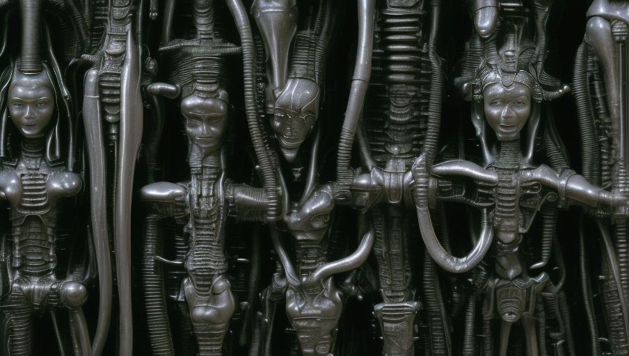Giger-like decorative pattern 01 : GC's AIArts ビジュアルアーカイブ「GENKAICAT-AIA」
