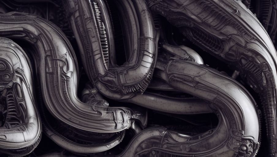 Giger-like decorative pattern 01 : GC's AIArts ビジュアルアーカイブ「GENKAICAT-AIA」