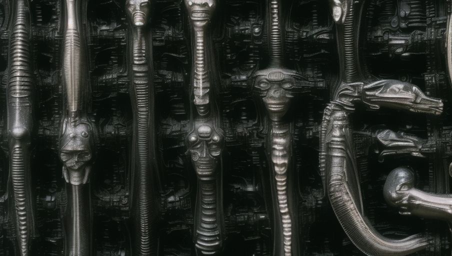 Giger-like decorative pattern 01 : GC's AIArts ビジュアルアーカイブ「GENKAICAT-AIA」