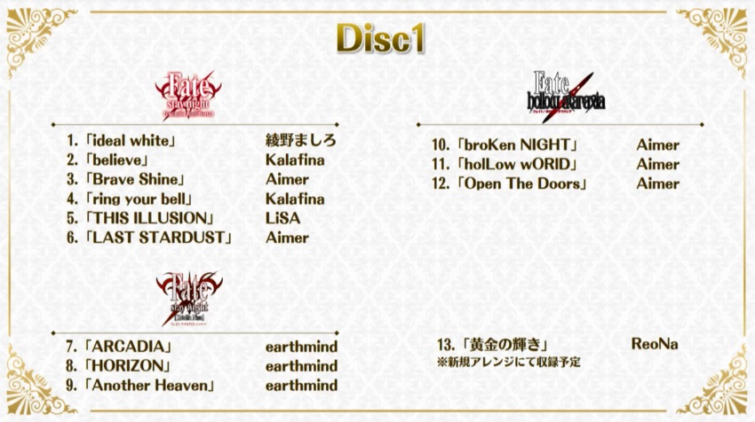 Fateソングの集大成、各作品主題歌やリアレンジを含む全26曲が収録されたコンピレーションアルバム『Fate song material』が ...