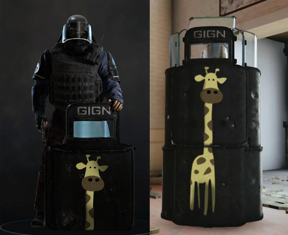 【R6S】『レインボーシックスシージ』モンターニュのシールドスキンアイデア 伸びるキリンの首 : ゲーム攻略のまるはし