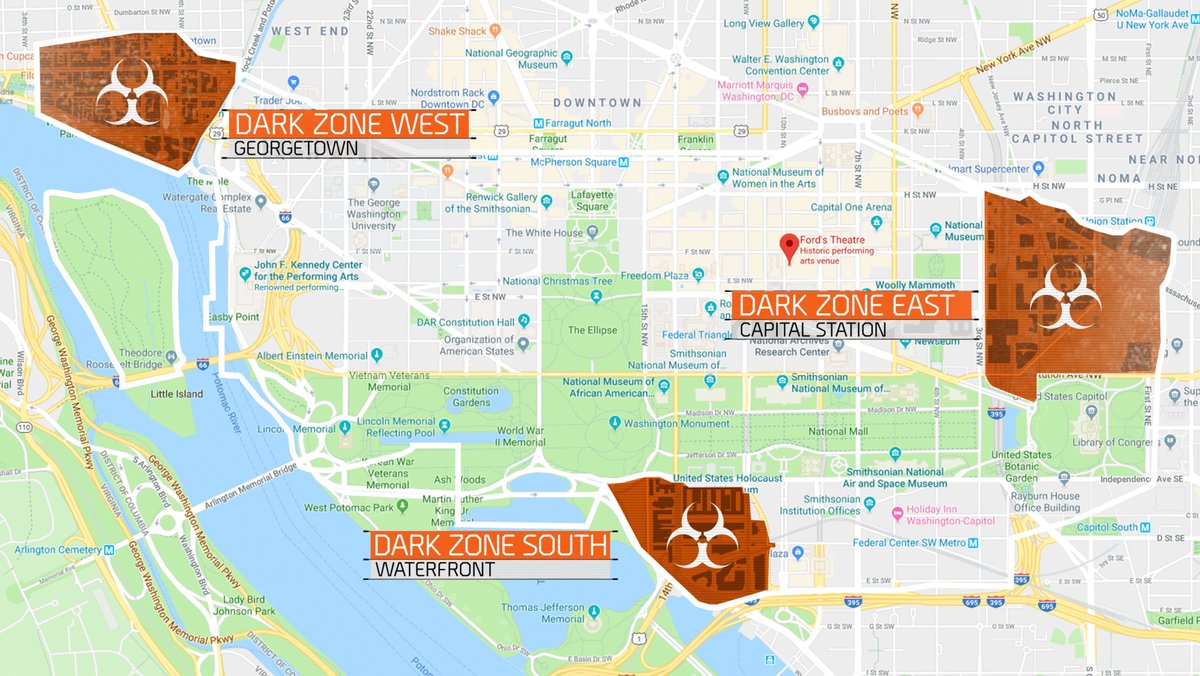 【Division2】ゲーム内のマップと実際のワシントンDCを重ねた画像を紹介 : ゲーム攻略のまるはし