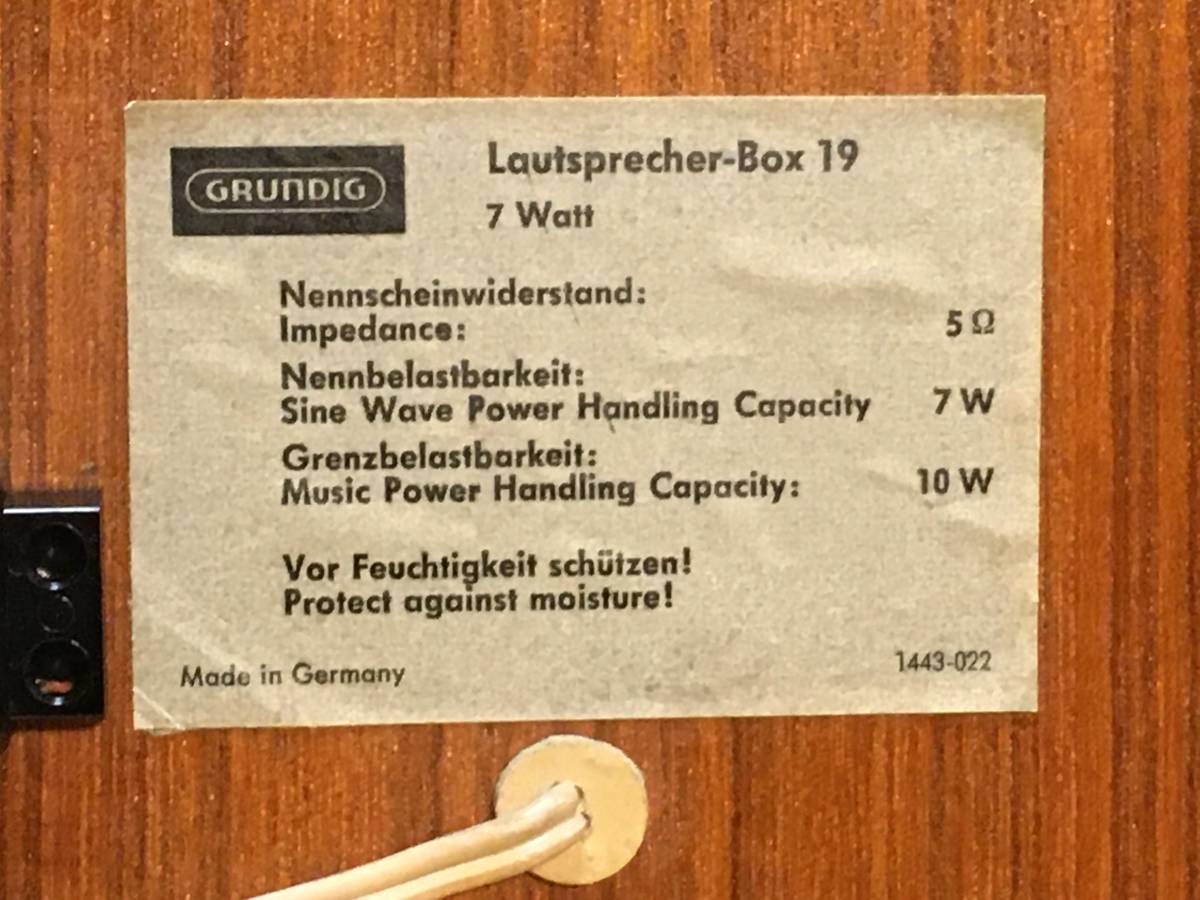 西独 GRUNDIG ミッドセンチュリー システム Lautsprecher-Box19 西独 GRUNDIG ミッドセンチュリー システム Lautsprecher-Box19