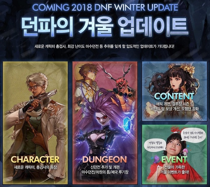 アラド速報 : 【韓国アラド】DNF2018冬アップデート 新規キャラ「ガンブレーダー」、魔獣ダンジョン、異界と古代統合、帝国アリーナ、85～90レベルエピ改編、悲嘆の塔報酬改善、決闘シーズン5など