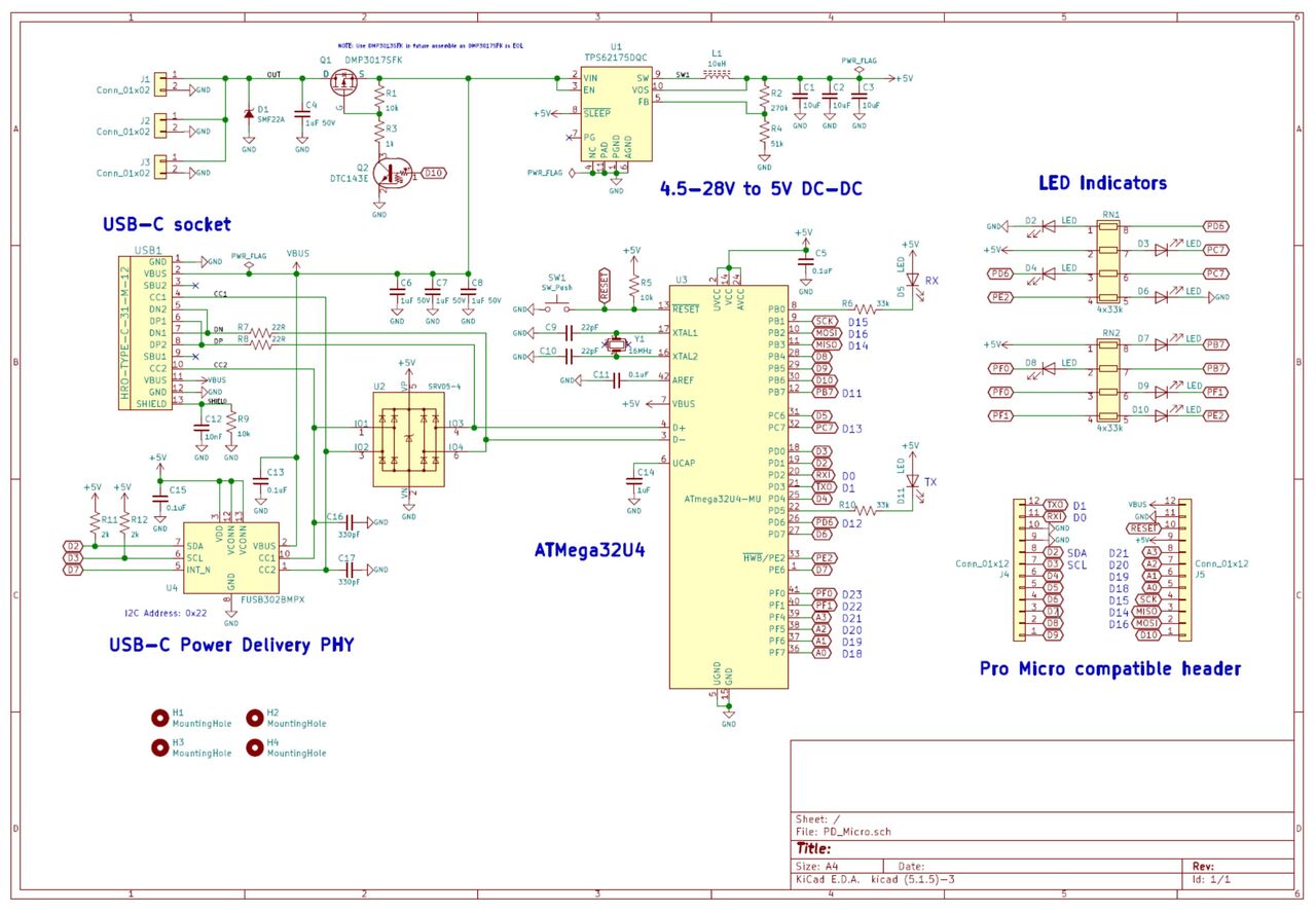 ・PD Micro について(Arduino ProMicroの機能とUSB-Cを介した電力供給) : Skyzoo ヨッシーの備忘録