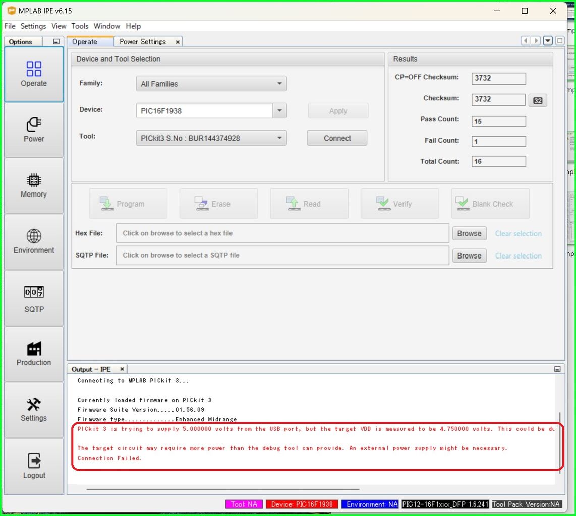 ・ATU-100 へ MPLAB IPE v6.15 で HEXファイル の 書き込み手順 : Skyzoo ヨッシーの備忘録