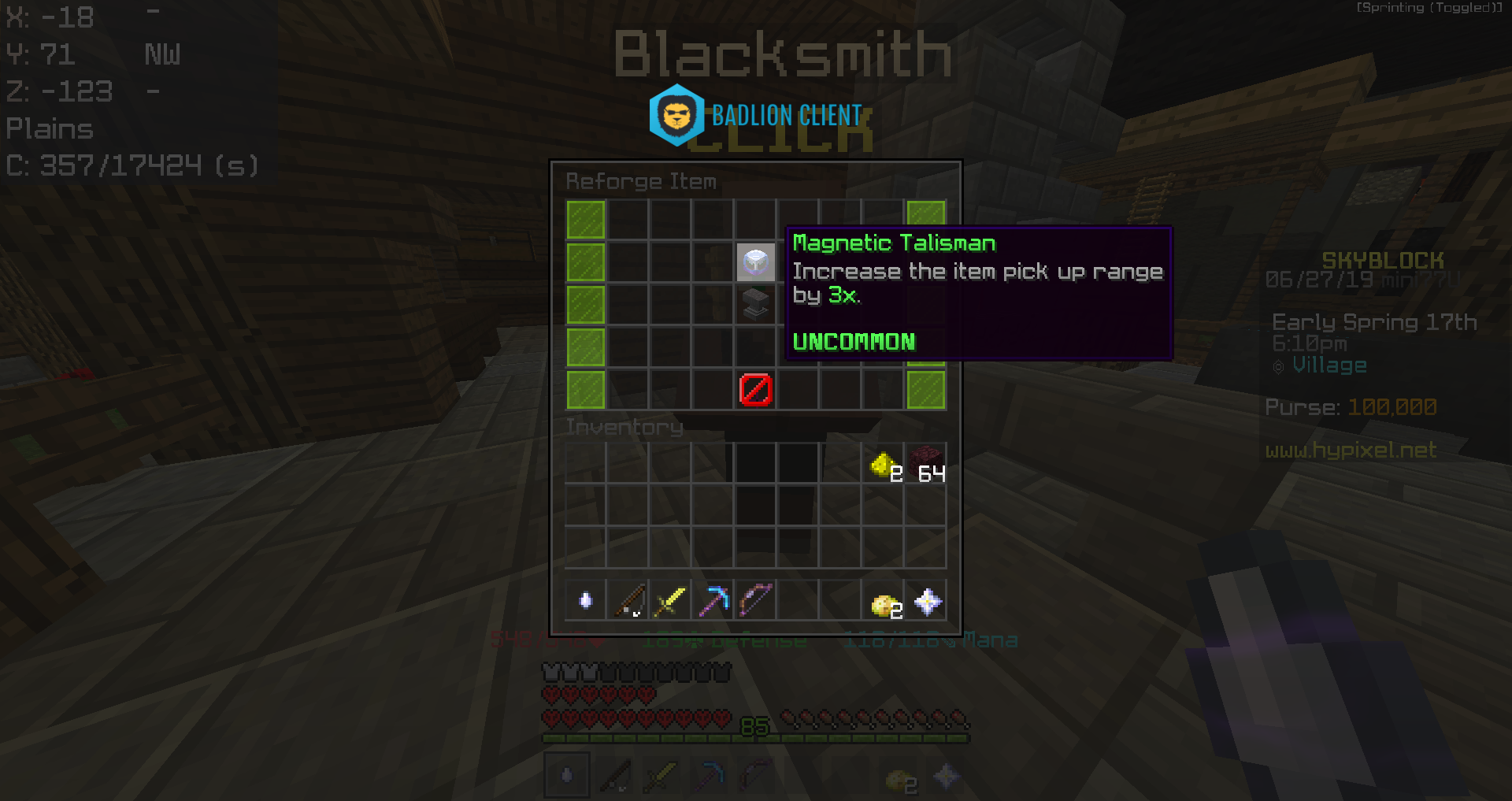 SkyBlock攻略15：防具強化計画 タリスマンReforge！ : Hypixel SkyBlockの歩き方