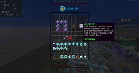 SkyBlockアイテム情報18：今更聞けない！Compactorの作り方 : Hypixel SkyBlockの歩き方
