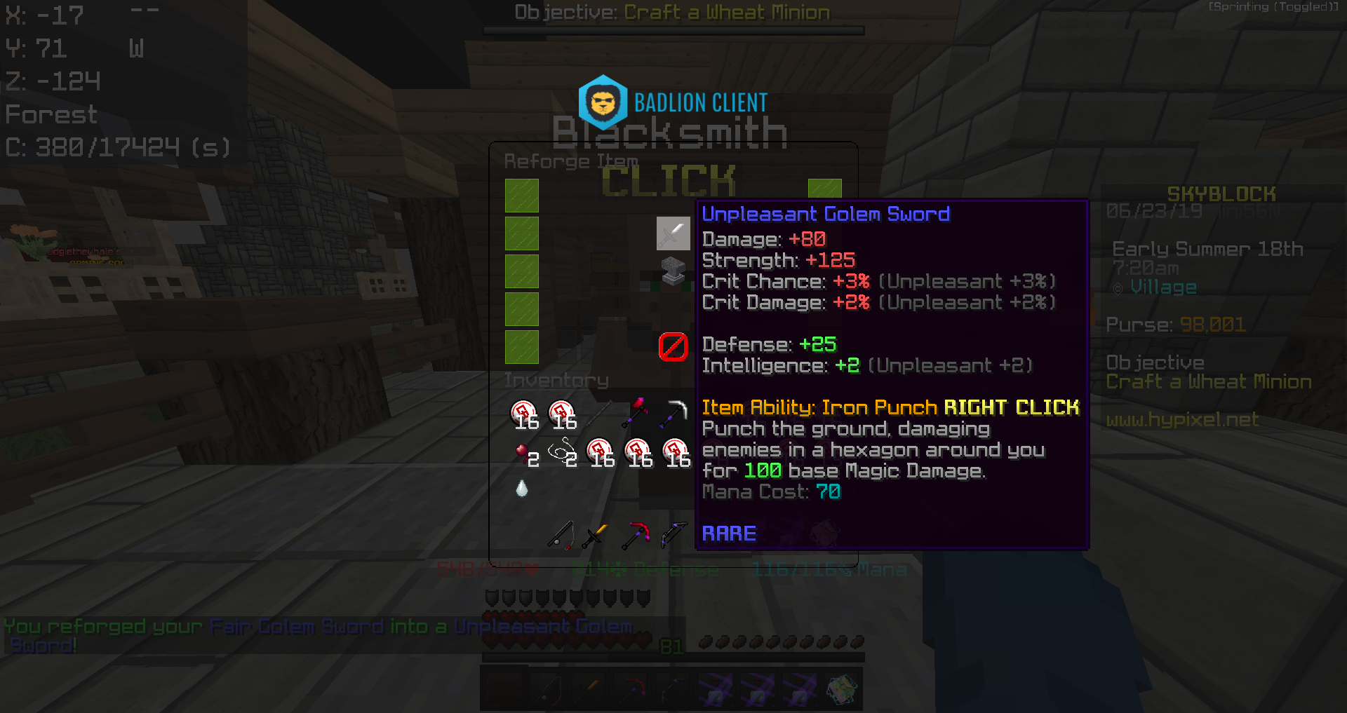 SkyBlock攻略11：Reforge100回やってみた！ : Hypixel SkyBlockの歩き方