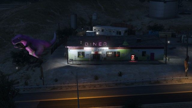 【GTA5】デカイ！ピンクの恐竜がいるレストラン「Rex’s Diner」 : グランド・セフト・オート5写真大好きブログ！GTA5攻略情報ほか