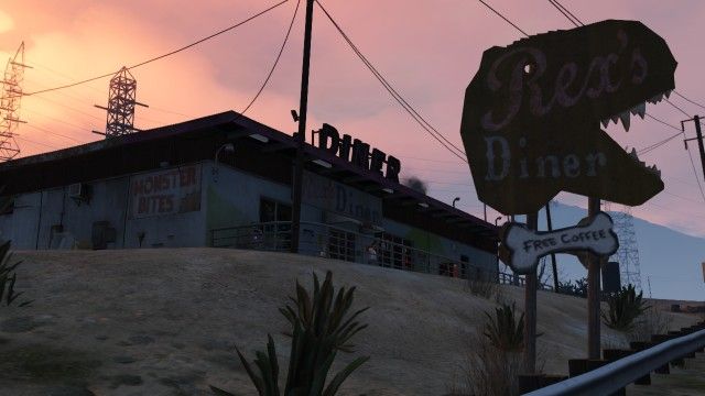 【GTA5】デカイ！ピンクの恐竜がいるレストラン「Rex’s Diner」 : グランド・セフト・オート5写真大好きブログ！GTA5攻略情報ほか