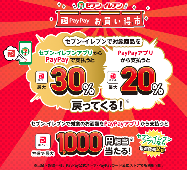 セブンイレブン、対象商品をPayPayで購入すると、PayPayポイント最大30％還元!! 6/4まで。 : はーたんのblog