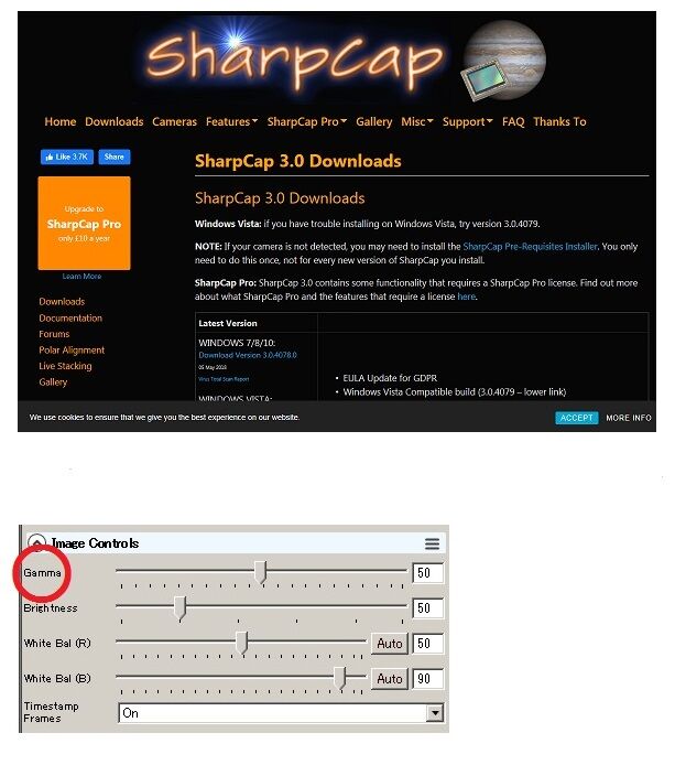 はじめちゃん＠望遠鏡工房 ☆3: SharpCap ガンマ値・テスト検証 etc ☆1